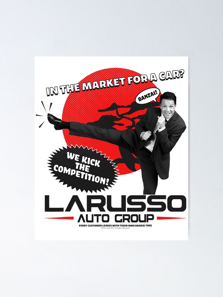 "Cobra Kai LARusso Auto Group Ad" Poster for Sale by unwrittencopywr ...