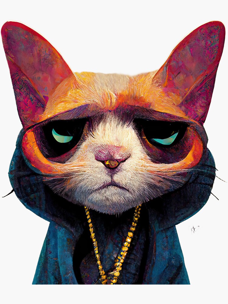 "Gangster Kitty Cat" Sticker for Sale by Solemny | Redbubble