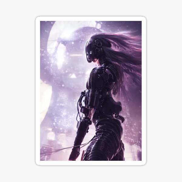 "Robotic purple lady" Sticker for Sale by S7ptimus | Redbubble