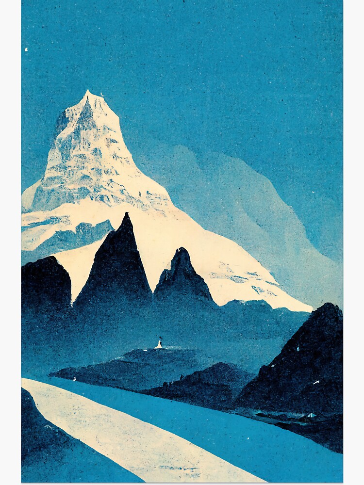"Alps - vintage graphic style mountain landscape" Sticker for Sale by ...