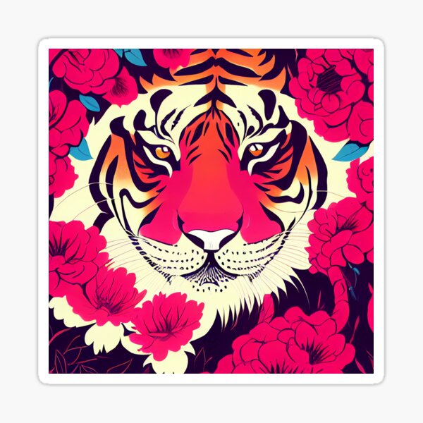"Tigers & Roses" Sticker for Sale by MAV-Arts | Redbubble