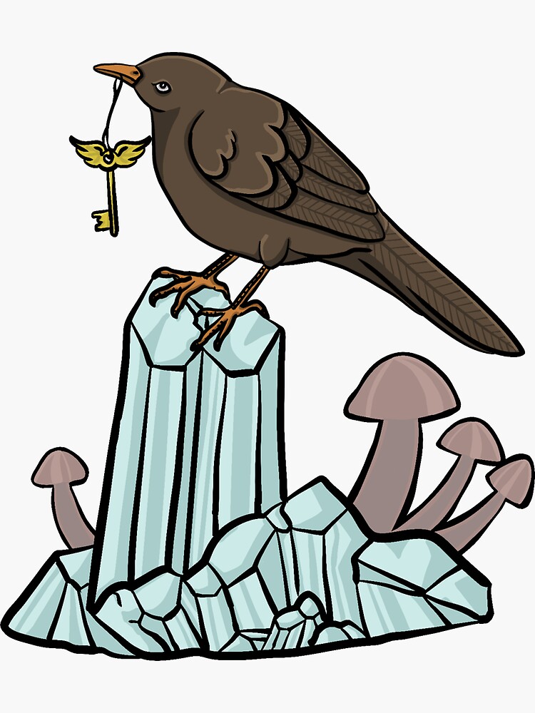 "Bird with the secret key" Sticker for Sale by Redtailedbailys | Redbubble