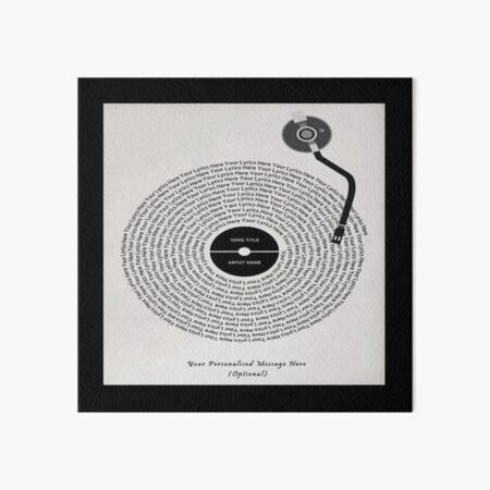 "Custom Vinyl Lyrics Poster, Personalised Typography Print, Album Cover ...