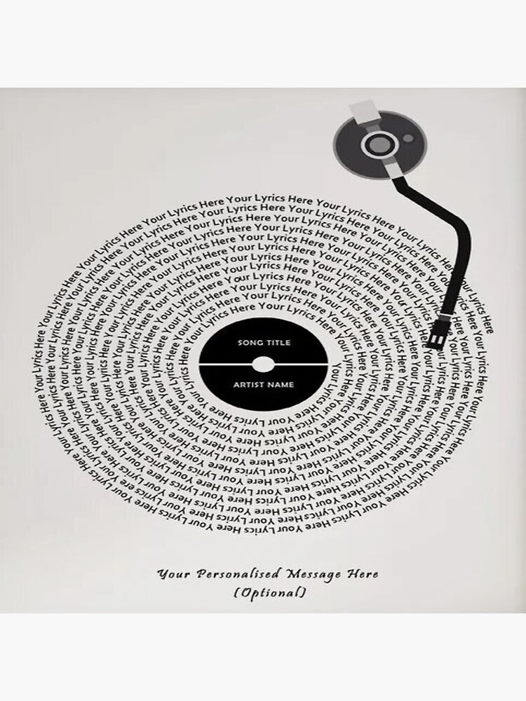 "Custom Vinyl Lyrics Poster, Personalised Typography Print, Album Cover ...