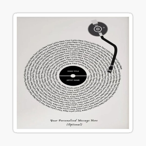 "Custom Vinyl Lyrics Poster, Personalised Typography Print, Album Cover ...