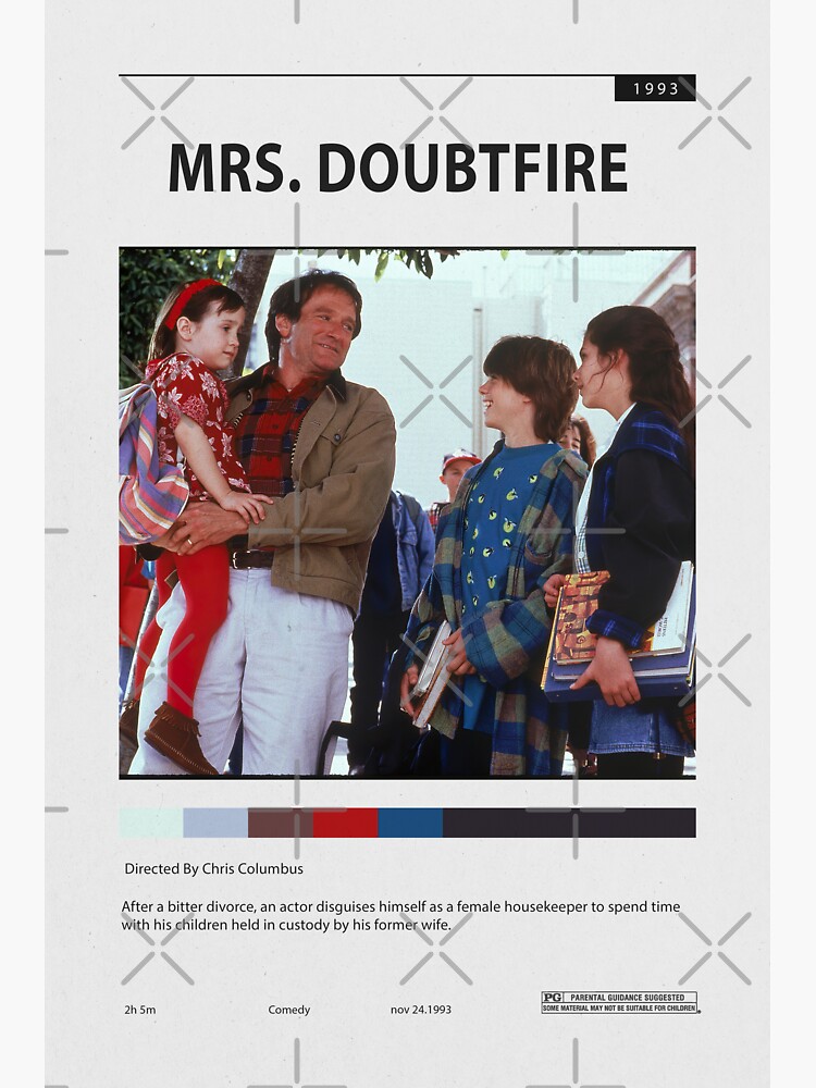 "MRS. DOUBTFIRE movie poster 1993, Comedy/Family" Sticker for Sale by ...