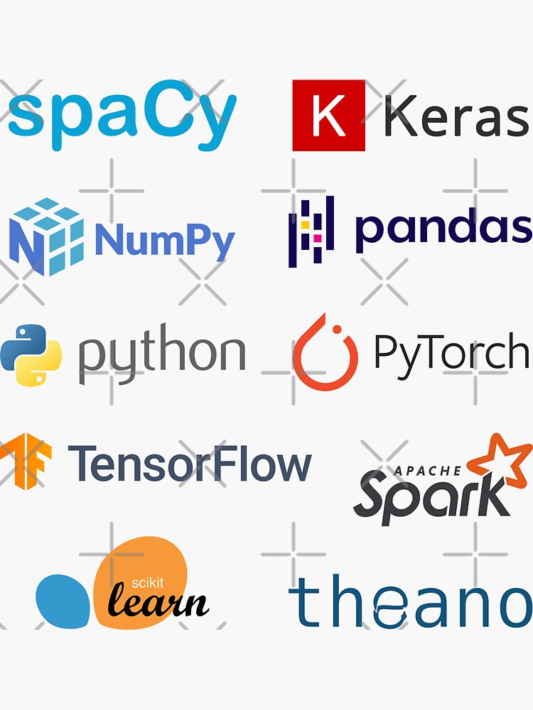 Pegatina ★ Spacy Keras Numpy Pandas Python Pytorch Tensorflow Spark Scikit Learn