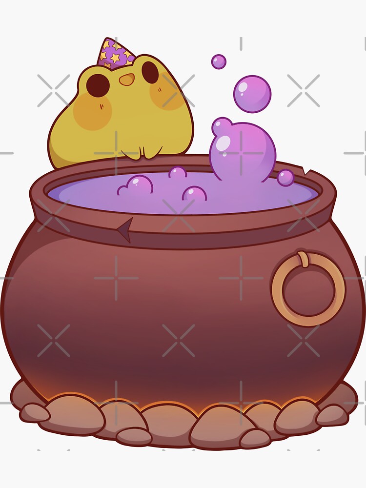 "Potion cauldron frog" Sticker for Sale by Rihnlin | Redbubble
