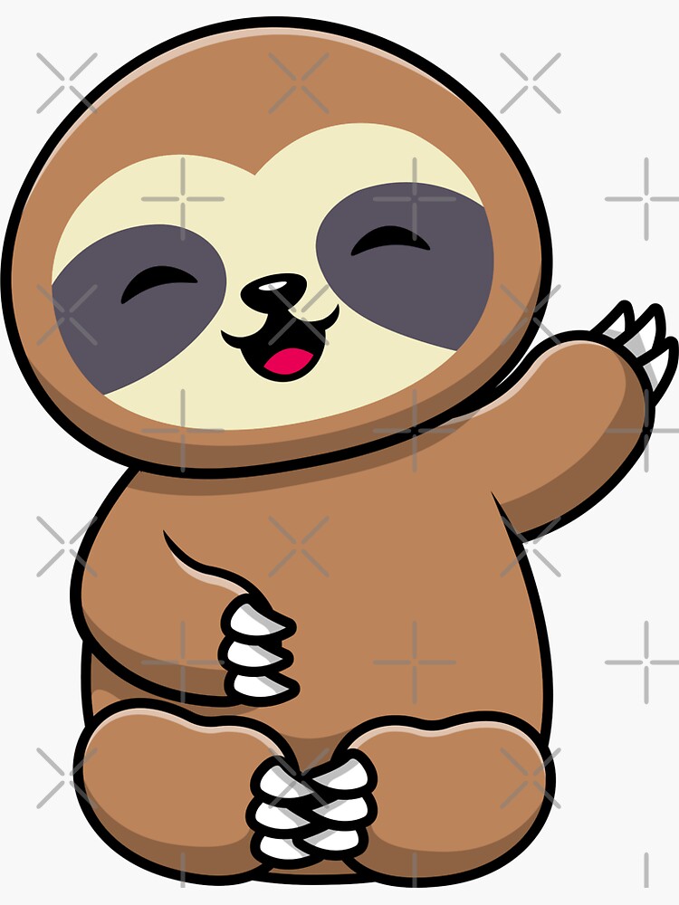 "cute sloth waving hand" Sticker for Sale by Animster | Redbubble