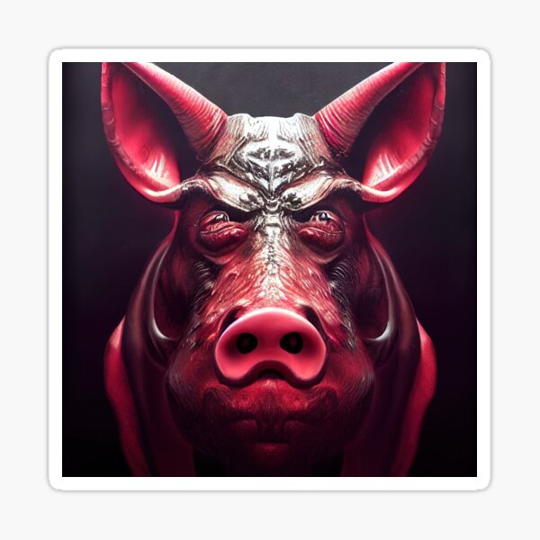 Pegatina «Satanás en la forma de un cerdo diabólico que se asemeja a un ...