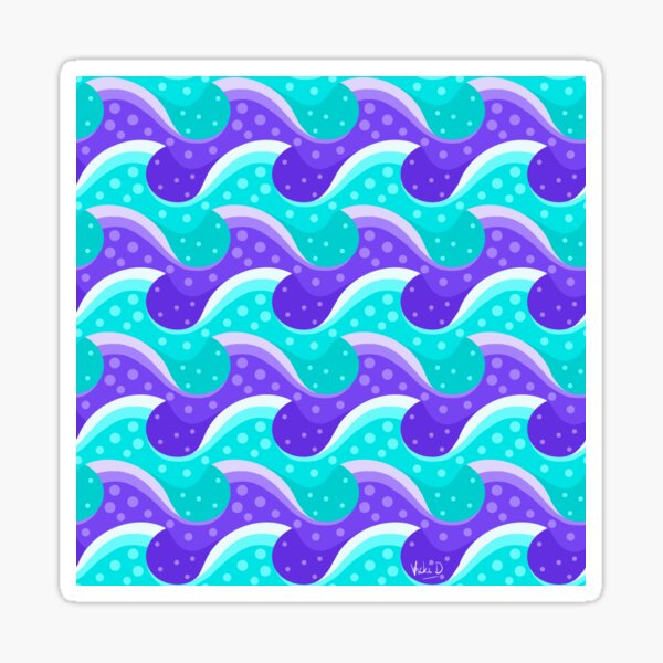 "Ocean Waves Pattern Purple and Aqua" Sticker for Sale by Pikaling ...