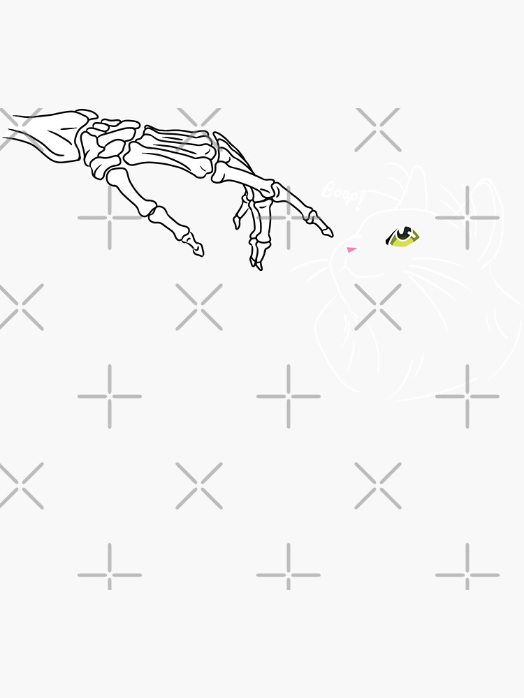 "Cat Skeleton Hand Boop Cat Halloween Funny" Sticker for Sale by ...