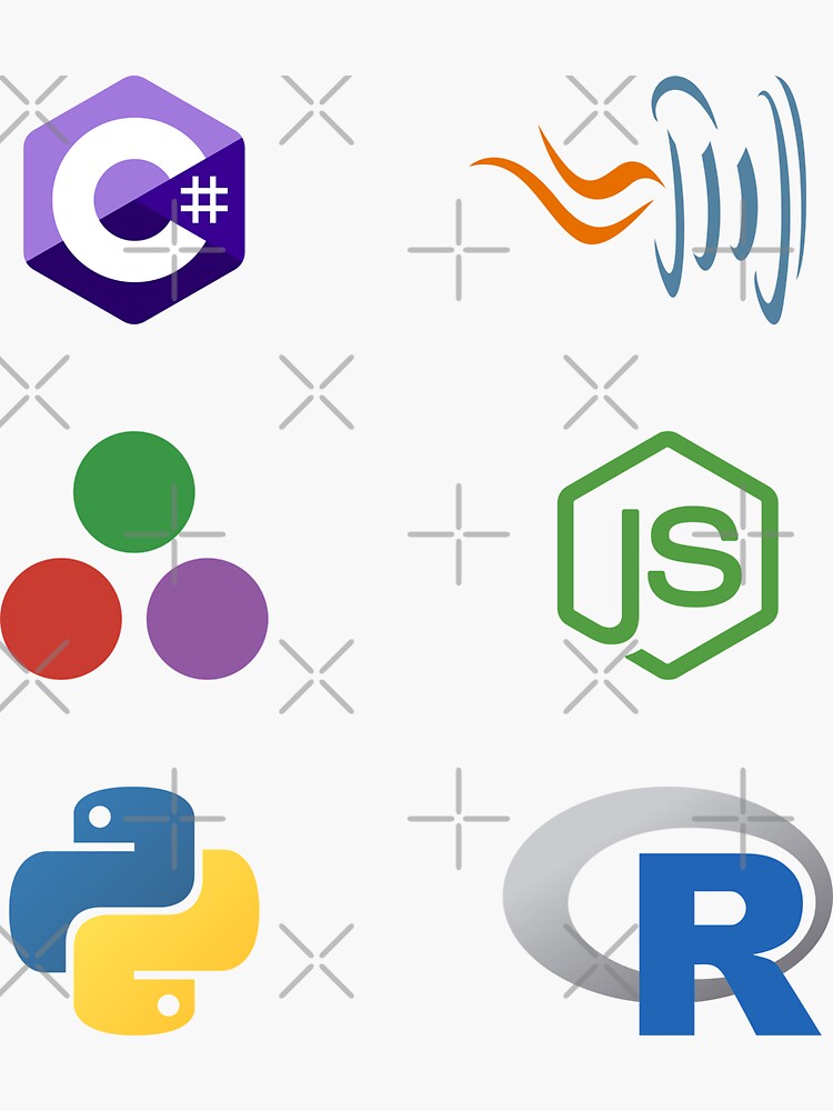 C Sharp (C#), Java, Julia, Node.js, Python, R (Language) - 6x Sticker Combo Pack" Sticker for ...
