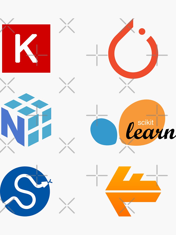Keras Pytorch Numpy Scikit Learn Scipy Tensorflow 6x Big Data Sticker Combo Pack Sticker