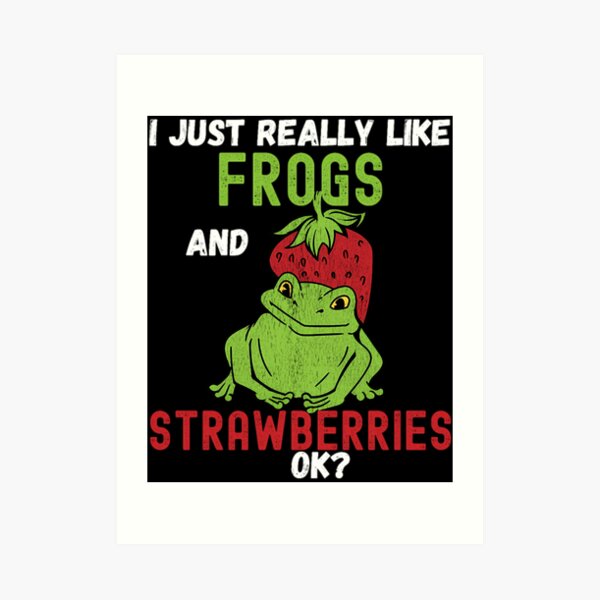 "Cottagecore Strawberry Frog Aesthetic Farmcore" Art Print for Sale by ...
