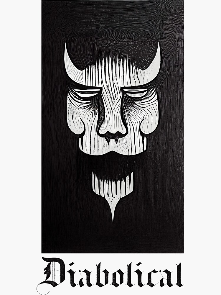 "Diabolical. Woodcut Style Artwork" Sticker for Sale by Wavesbender ...