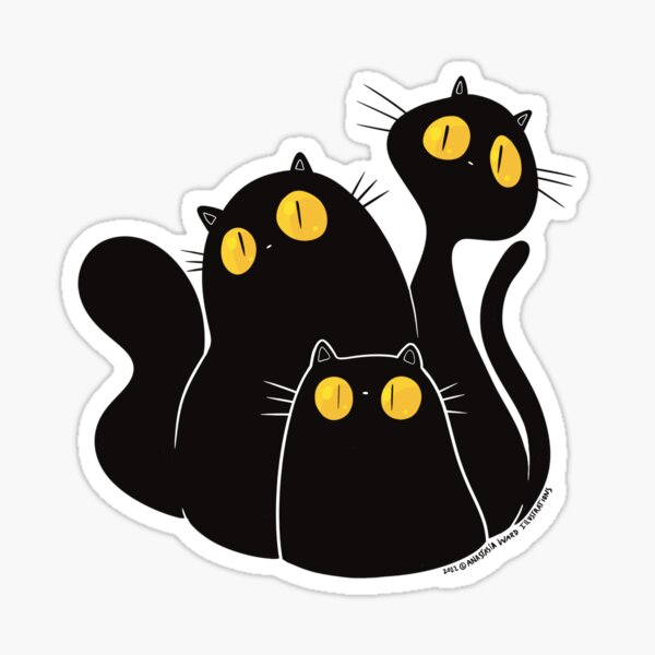 "Black Cats Staring" Sticker for Sale by StasiaWard | Redbubble