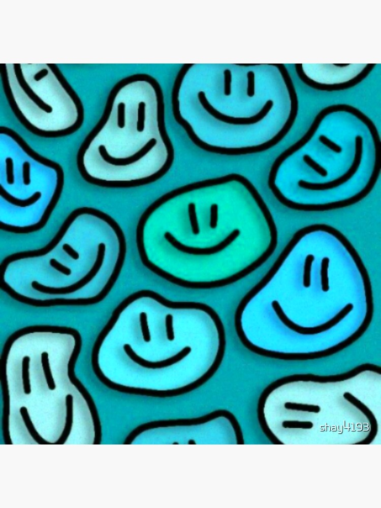 "Teal Warped Happy Smiley Face | Indie Kidcore Aesthetic Design ...