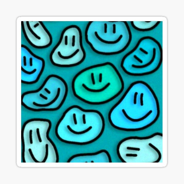 "Teal Warped Happy Smiley Face | Indie Kidcore Aesthetic Design ...