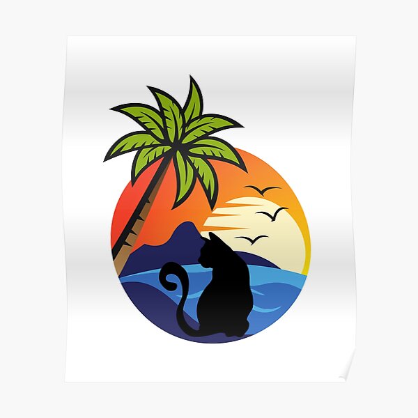 "Happy Cat Watching Sunset" Poster for Sale by CorneliusDesign | Redbubble