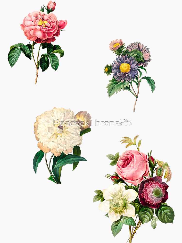 "Vintage flowers" Sticker for Sale by PeacockThrone25 | Redbubble