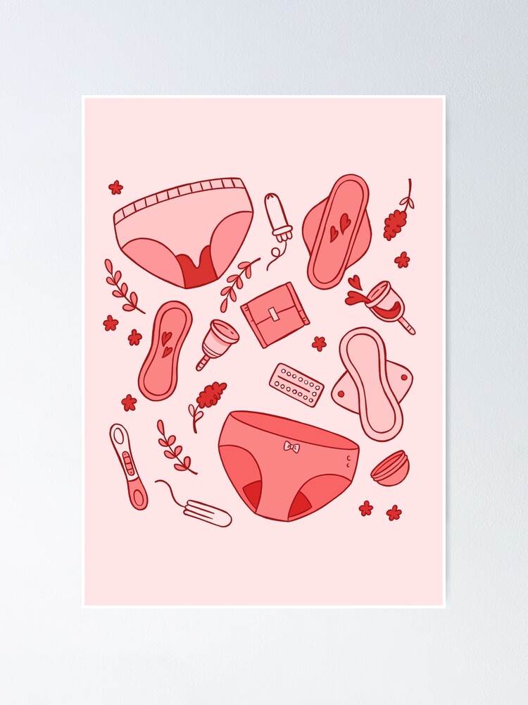 "Period products" Poster for Sale by lykkelilje | Redbubble