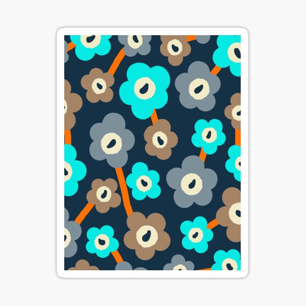 "Iconic Scandinavian Flowers in Gradient Blue" Sticker for Sale by ...