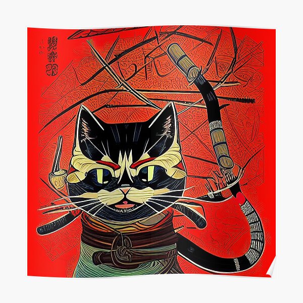 "Angry ninja cat" Poster for Sale by artayki | Redbubble