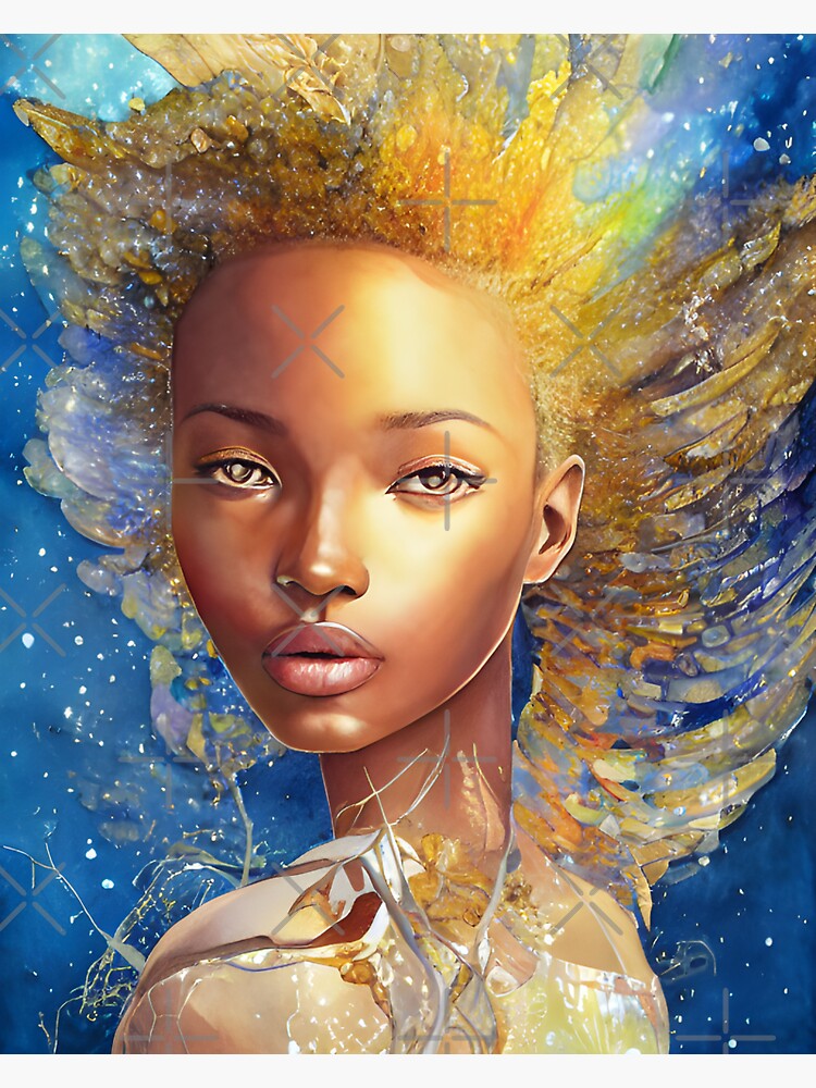 "Zahair - Watercolor and ink - African American Sea Nymph" Sticker for ...