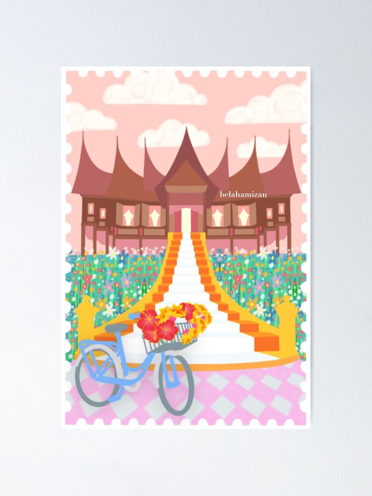 "Sunset Behind the Rumah Minangkabau - Malaysian Post Stamp" Poster for ...