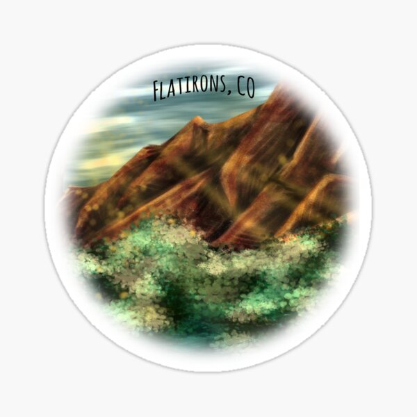 "Flatirons, CO - Circle" Sticker for Sale by SqueakySketches | Redbubble
