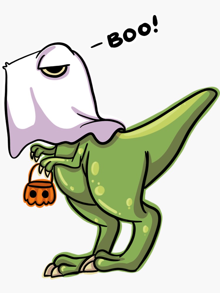"Halloween Ghost Dinosaur" Sticker for Sale by amarrarhineyu | Redbubble