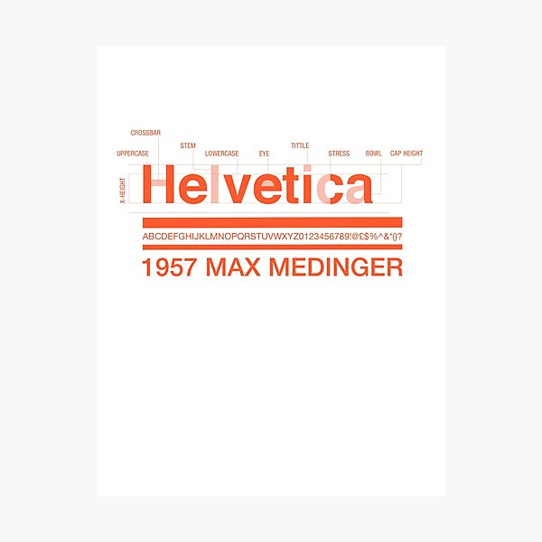 "Anatomy of Helvetica Typography" Photographic Print for Sale by ...