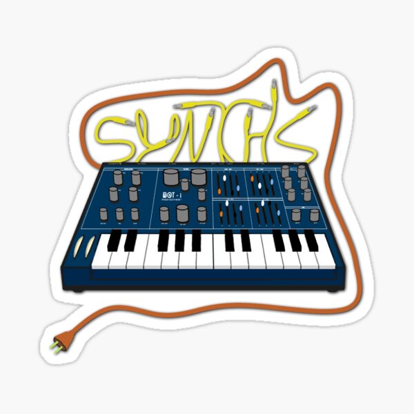 "Synthesizer Midi Wires writes Synths" Sticker by mewzeek-T | Redbubble