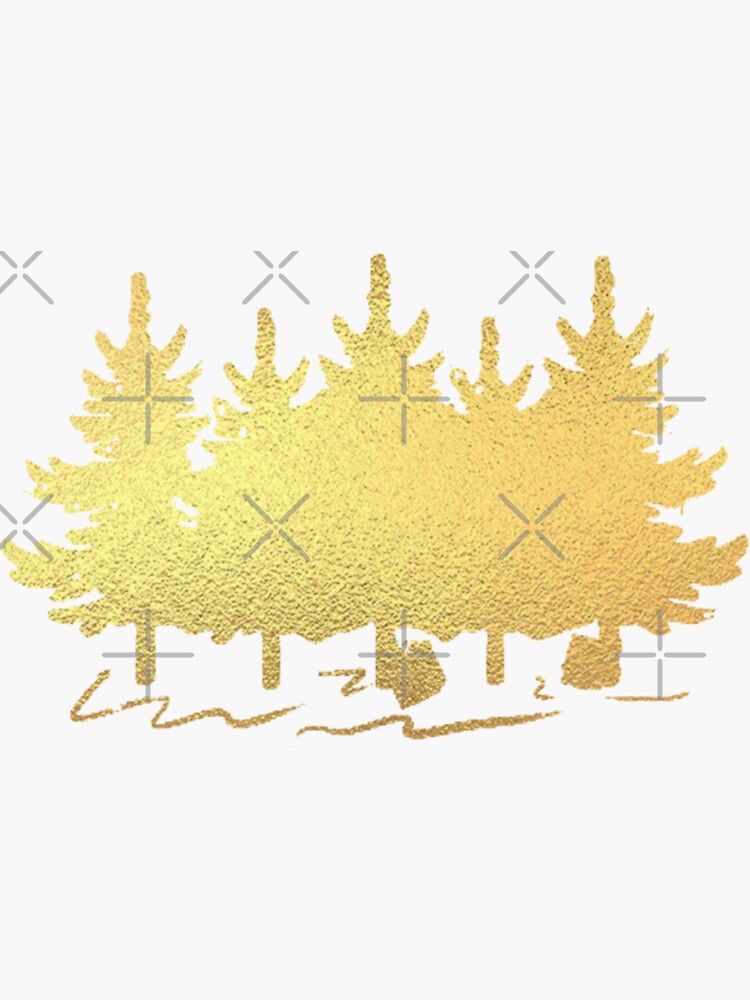 "Gold Christmas Trees (version 1)" Sticker for Sale by SweetandKozyInc ...