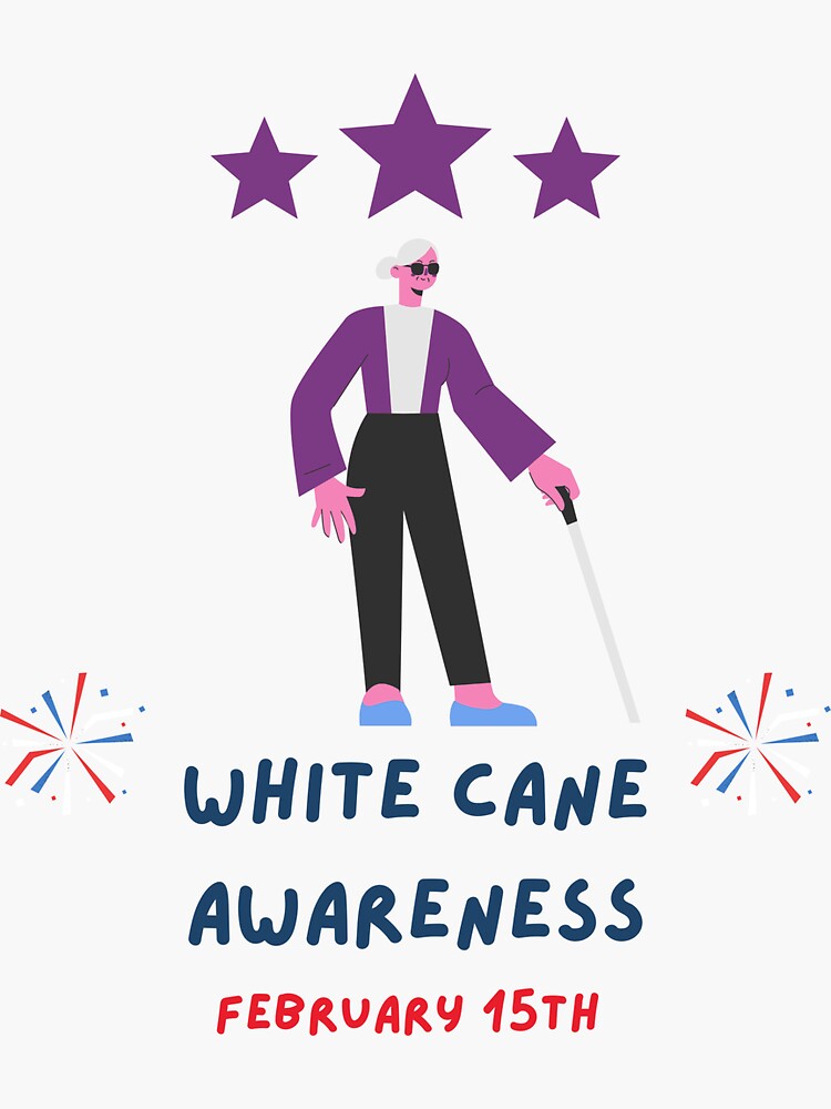 "White Cane Safety Day Observance awareness" Sticker for Sale by ...