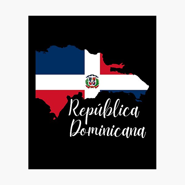 Lámina fotográfica «Mapa Con Bandera De La República Dominicana» de ...