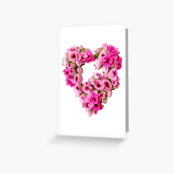 "pink snapdragon flowers watercolor painting heart" Greeting Card for ...