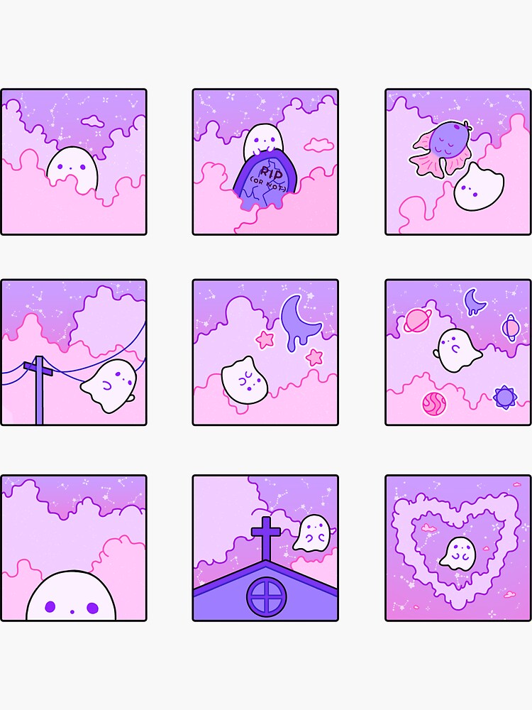 "Halloween ghosts aesthetic moodboard" Sticker for Sale by Inkcapella ...