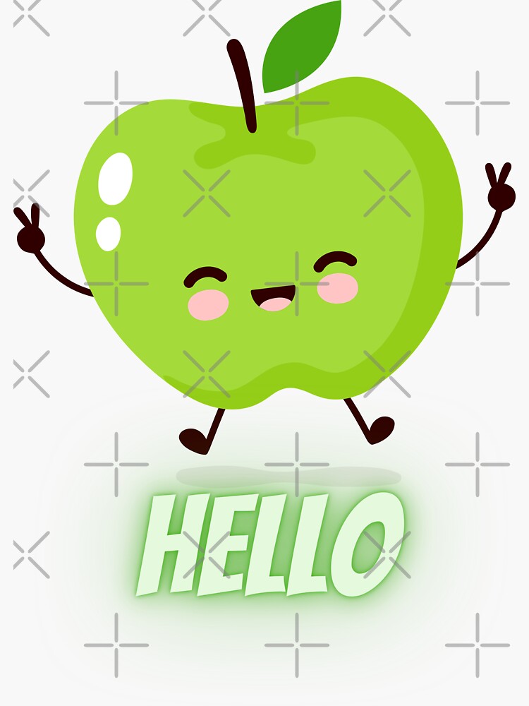 "hello stickers - funny fantasy fruit sticker" Sticker for Sale by JD ...