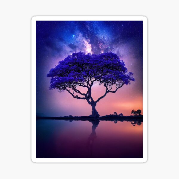 "Ancient Tree and Cosmic Sky collection #3" Sticker for Sale by ...