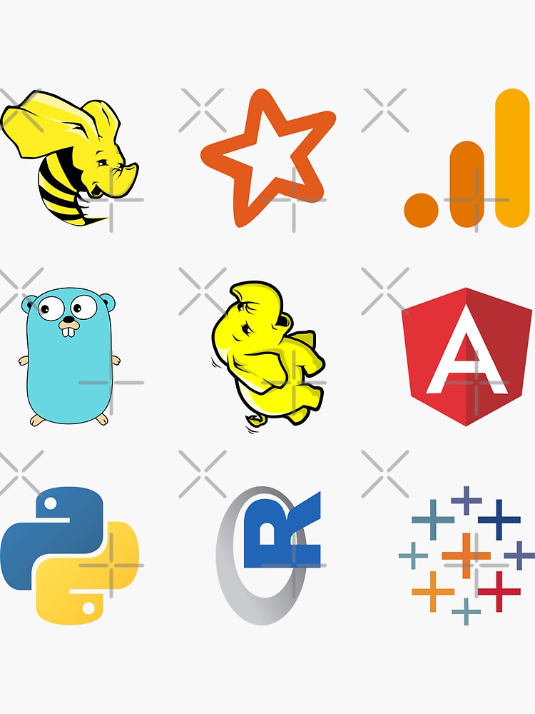 Apache Hive, Spark, Google Analytics, Go Gopher, Hadoop, Angular, Python, R (Language), Tableau ...