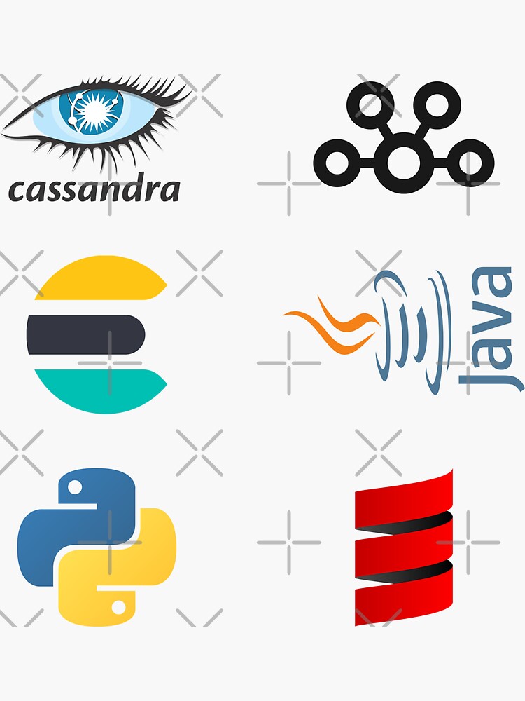 Cassandra, Kafka, Elasticsearch, Java, Python, Scala - 6x Sticker Combo ... Cassandra, Kafka, Elasticsearch, Java, Python, Scala - 6x Sticker Combo ...