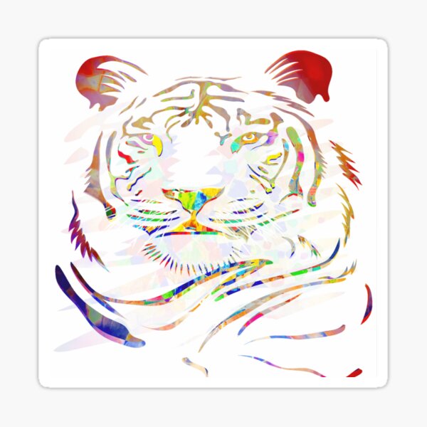 "Colored Tiger Head Logo" Sticker for Sale by wafeeqw | Redbubble