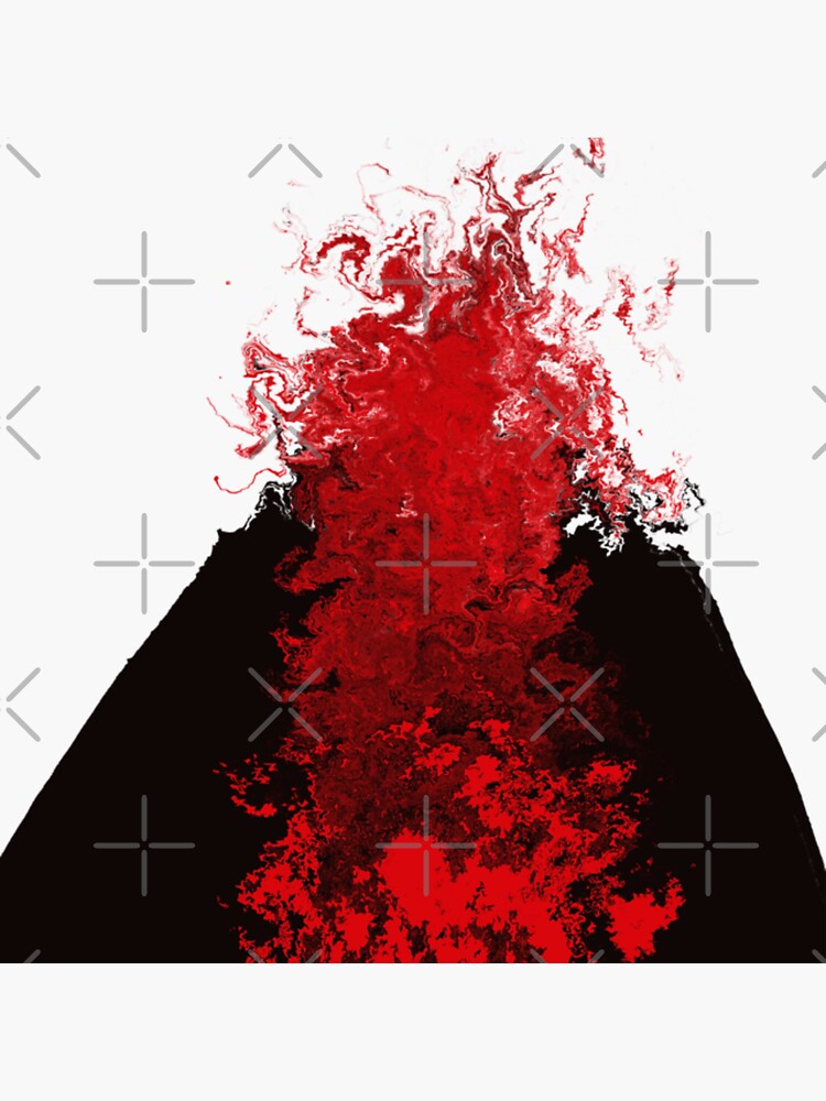 "Volcano Erupting , Digital Abstract Painting, Wall Art" Sticker for ...