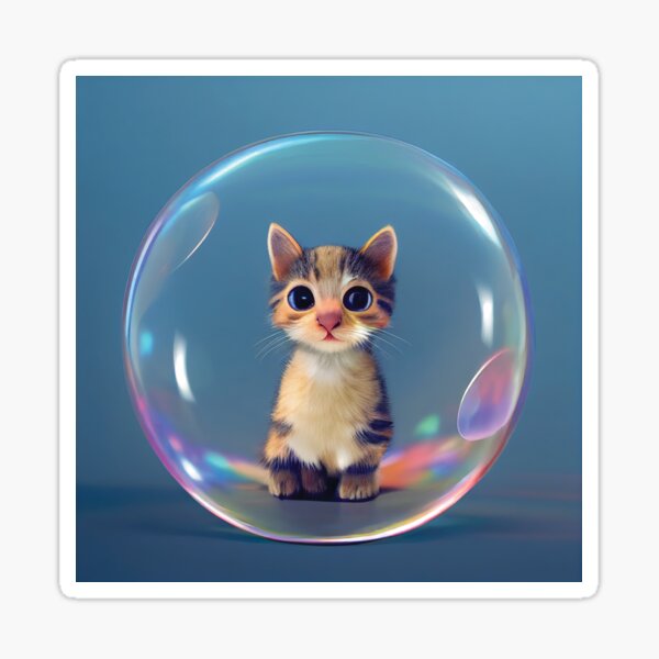 "Very Cute Kitten in a Bubble Art" Sticker for Sale by Geminiartstudio ...