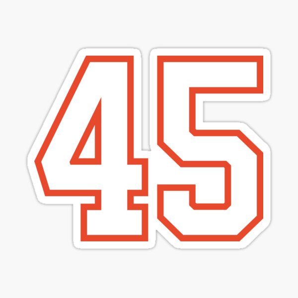 "Sports Number 45, white orange color lucky sport forty five" Sticker ...