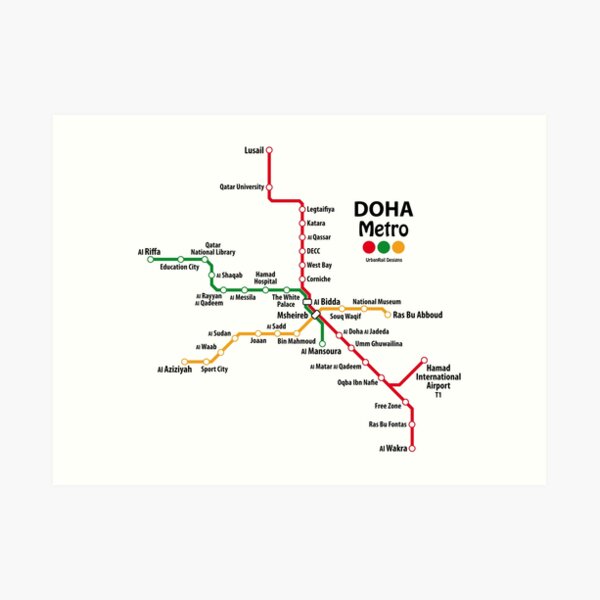 "DOHA Metro Map" Art Print for Sale by UrbanRail | Redbubble