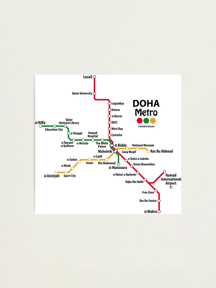 "DOHA Metro Map" Photographic Print for Sale by UrbanRail | Redbubble