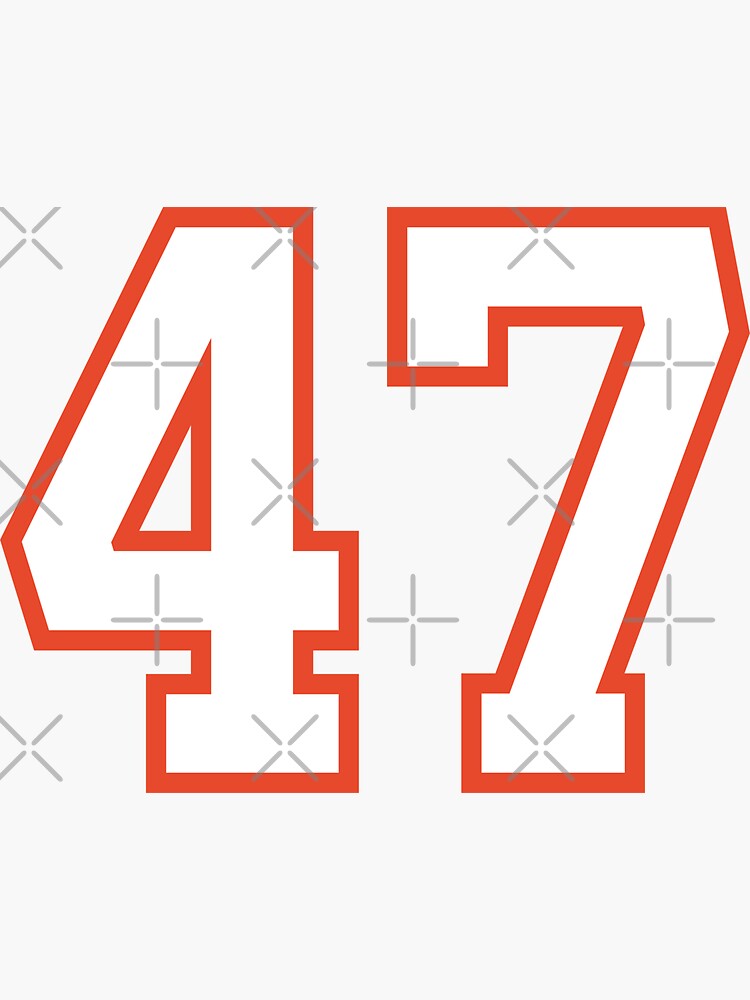 "Sports Number 47, white orange color lucky sport forty seven" Sticker ...